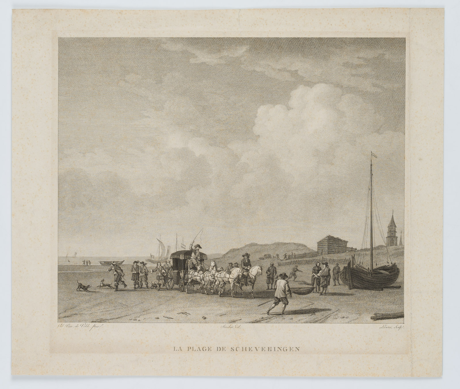 LORIEUX (*1786) nach VELDE (*1636), 'La Plage de Schevelingen', 1803, Rad.