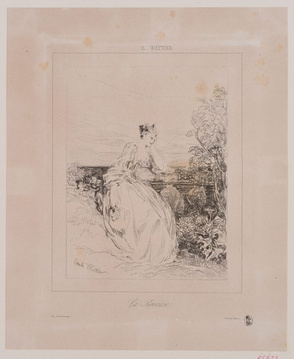 E. WATTIER (1800-1868), WATTIER, 'La Réveuse'. Dame über den erhaltenen ...