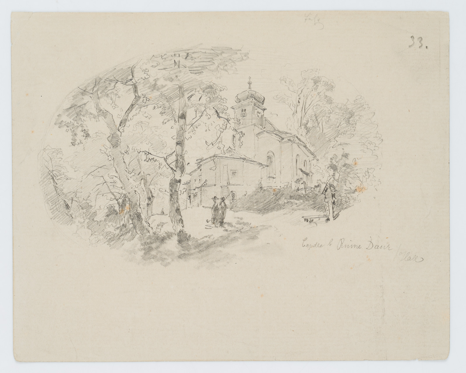 R. PÜTTNER (1842-1913), PÜTTNER, Erhöht liegende Kirche mit Zwiebelturm.,